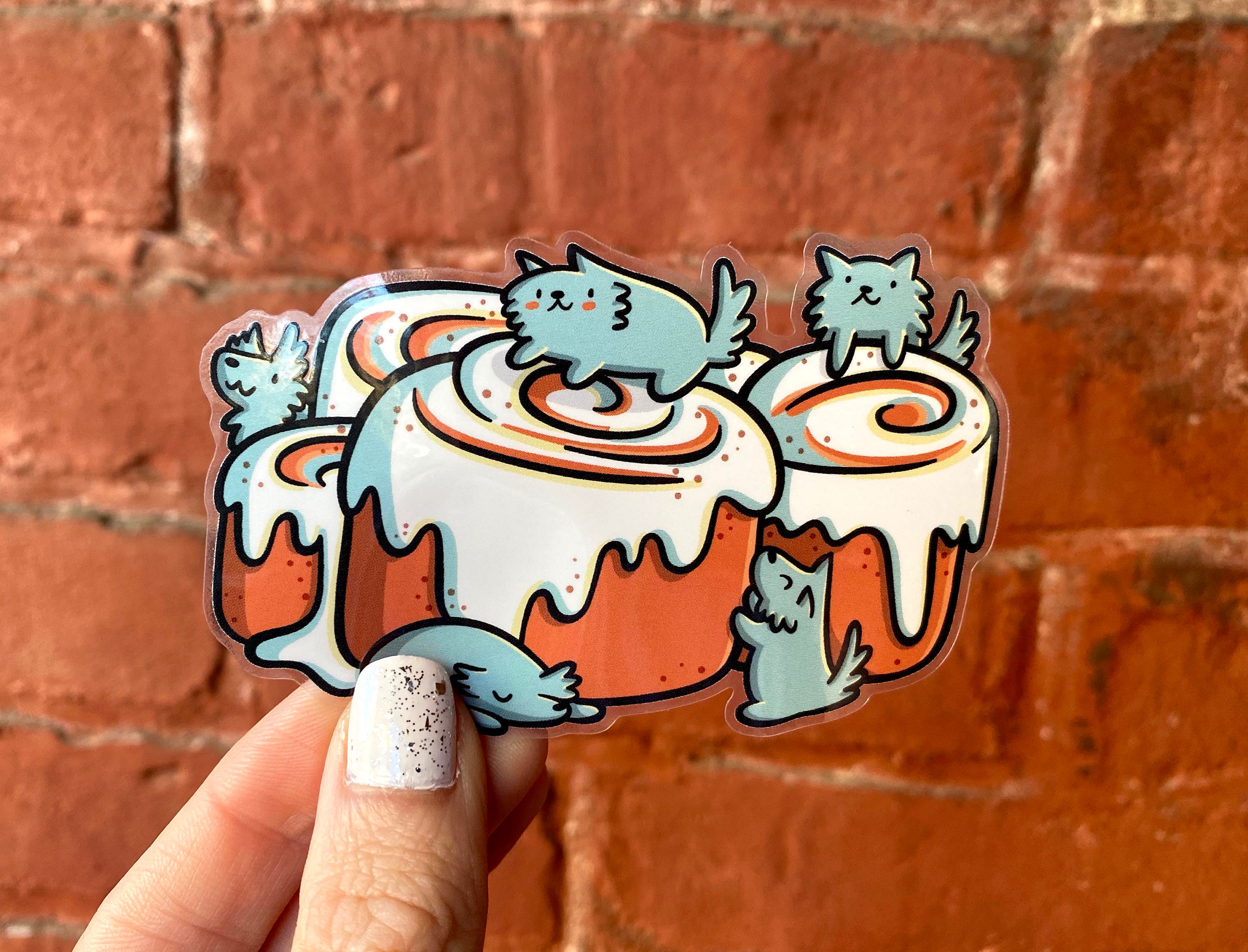 Cinnamon Roll Dogs Clear Vinyl Sticker | Cute Dog Sticker | Desserts ...