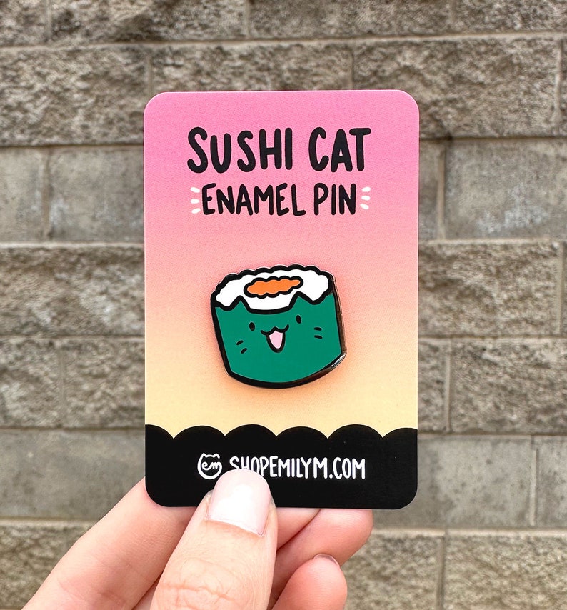 Sushi Cat Hard Enamel Pin | Kawaii Sushi Enamel Pin | Cute Sushi Pin ...