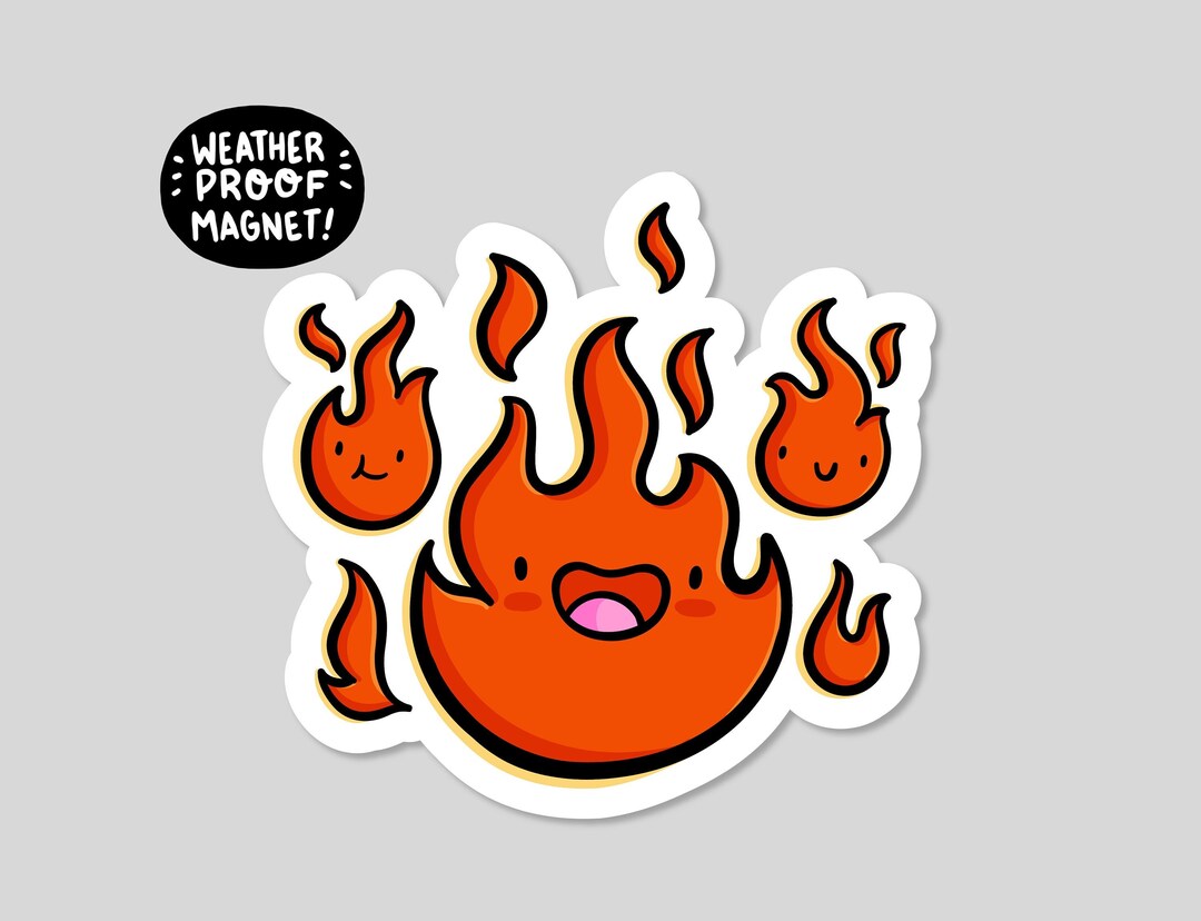Flame Magnet |waterproof Vinyl Car Magnet |happy Fire Magnet |kawaii ...