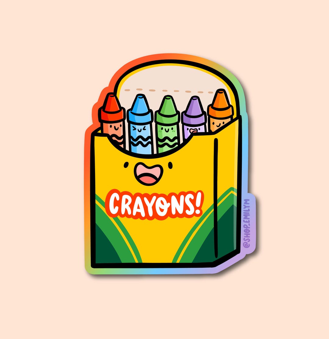 Crayons Sticker | Weatherproof Vinyl Sticker | Kawaii Art Sticker | Box ...