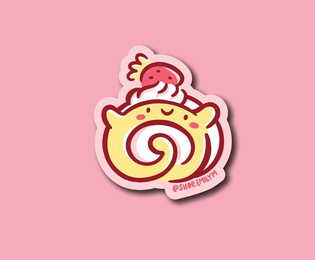 Strawberry Roll Sticker | Weatherproof Vinyl Sticker |strawberries ...