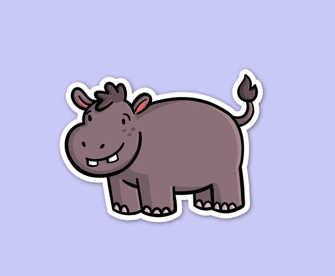 Hippo Sticker Weatherproof Vinyl Sticker Cute Hippo Sticker ...