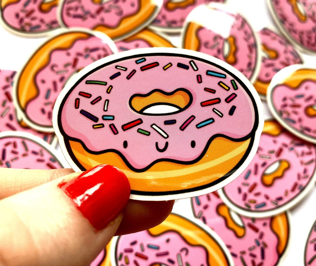 Mini Pink Donut Sticker | Waterproof Vinyl Sticker | Kawaii Desserts ...