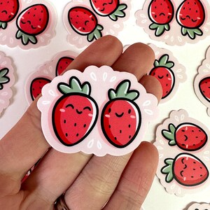 Mini Strawberries Sticker | Waterproof Sticker | Kawaii Vinyl Sticker ...
