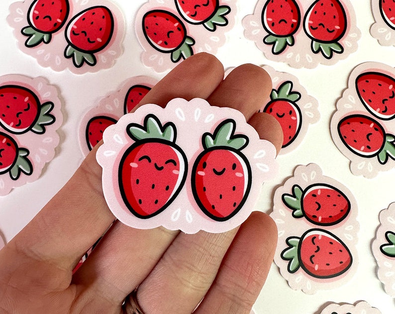 Mini Strawberries Sticker Waterproof Sticker Kawaii Vinyl - Etsy
