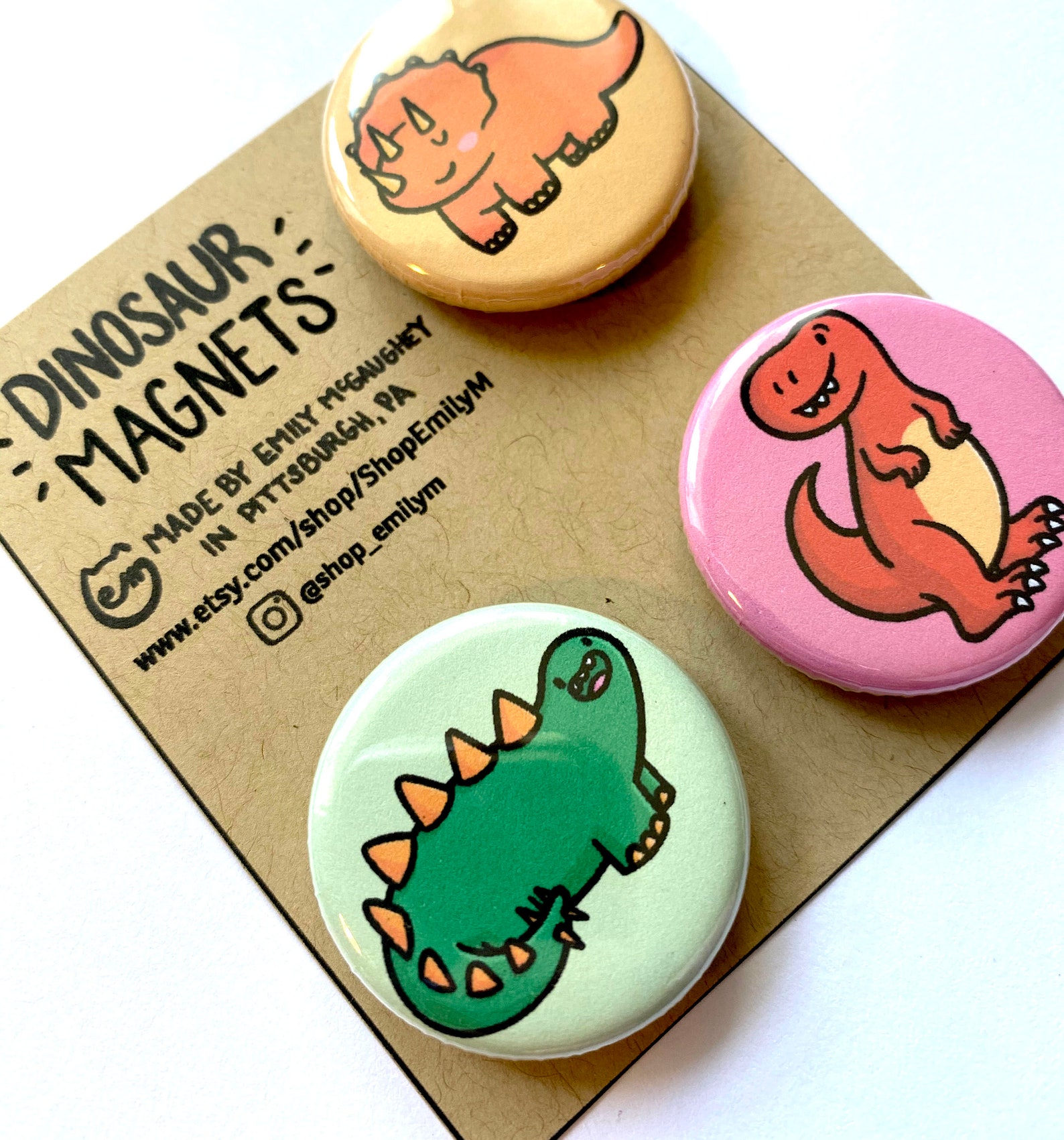 Dinosaur Magnet Pack Cute Dino Magnets Stegosaurus | Etsy
