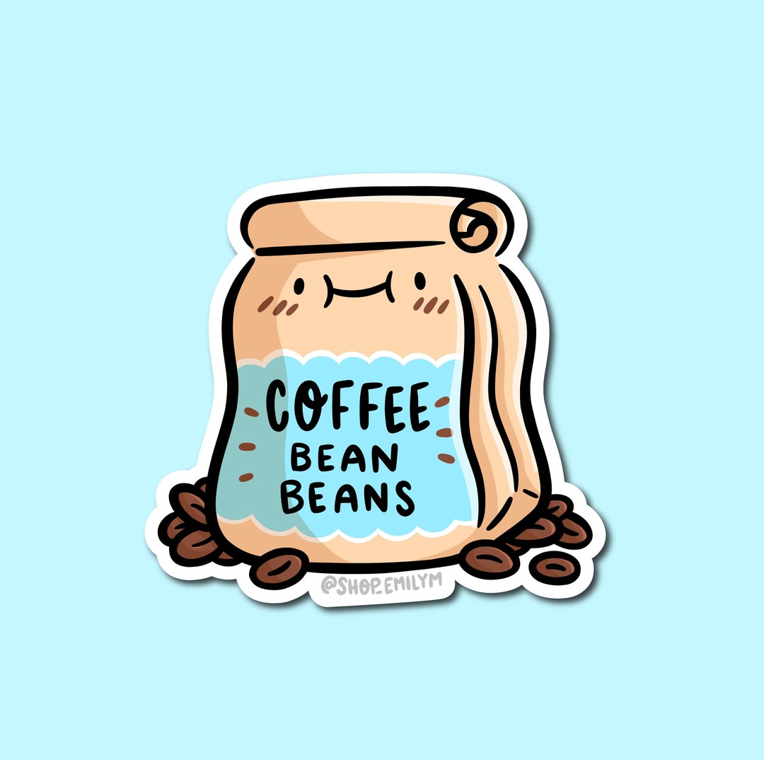 Coffee Beans Sticker | Weatherproof Vinyl Sticker| Kawaii Sticker| Cute ...