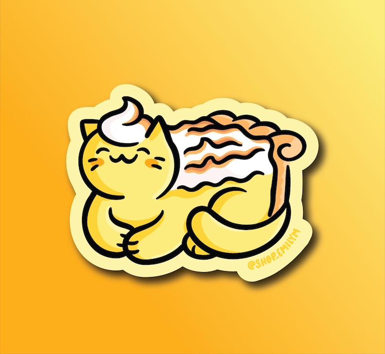 Lemon Meringue Cat Sticker | Weatherproof Vinyl Sticker | Kawaii Food ...