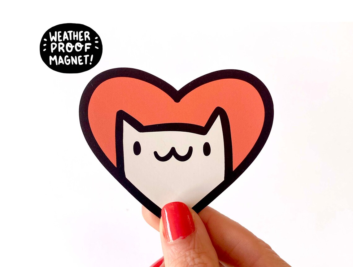 Cat Magnet Heart Cats Vinyl Magnet Waterproof Car Magnet - Etsy