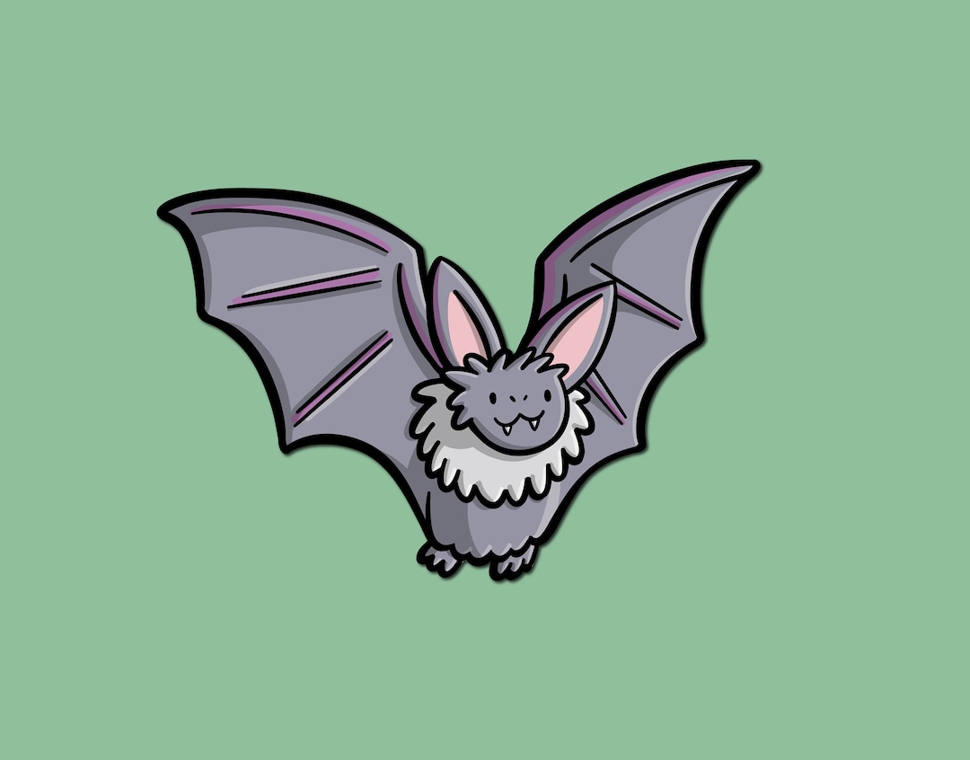 Vampire Bat Vinyl Sticker | Cute Gray Bat Sticker | Flying Bat ...