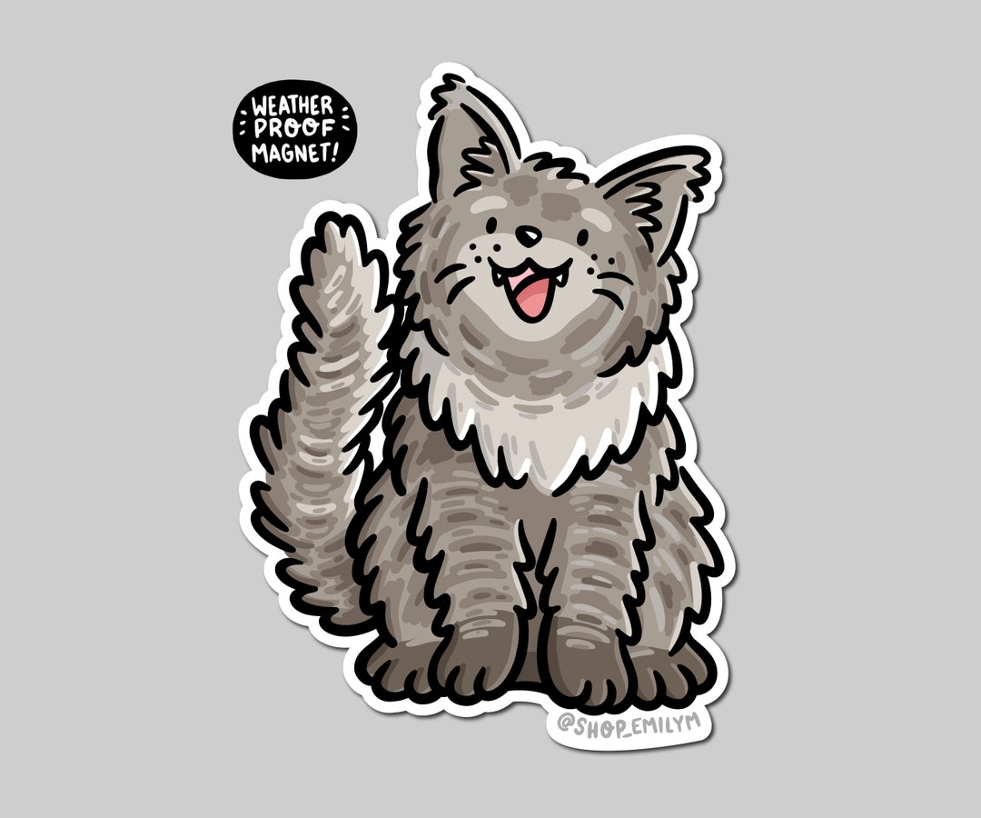 Maine Coon Magnet | Weatherproof Vinyl Magnet | Waterproof Car Magnet ...