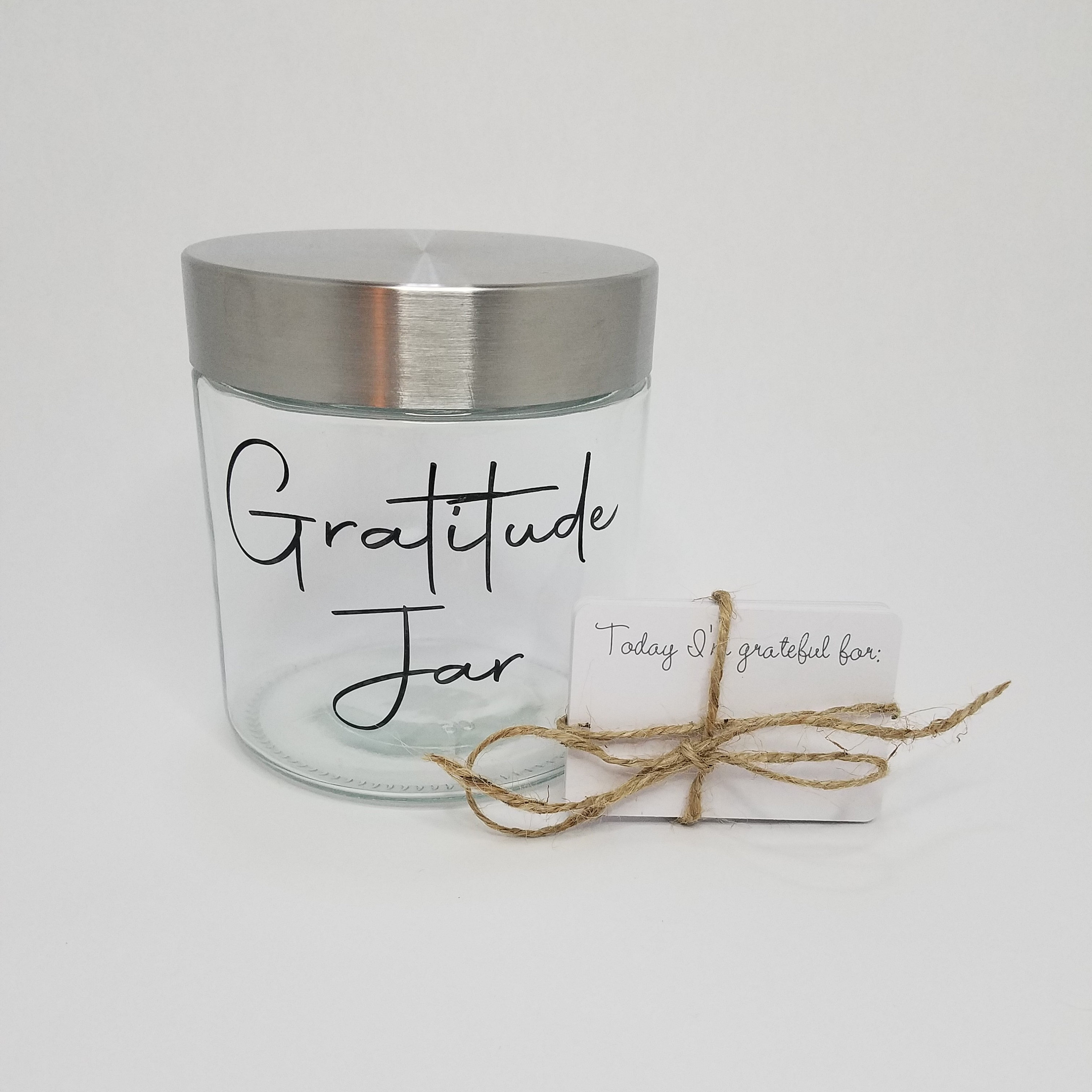 Black Vinyl Gratitude Jar With Cards Positive Vibes Blessed Thankfully ...