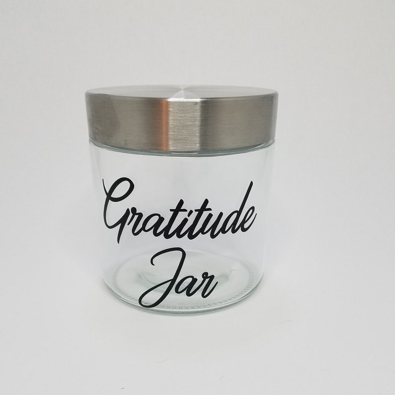 Black Vinyl Gratitude Jar With Cards Positive Vibes Blessed - Etsy