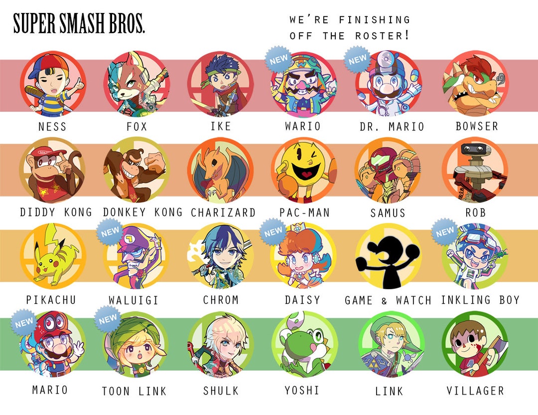 Super Smash Bros Pinback Buttons - Etsy