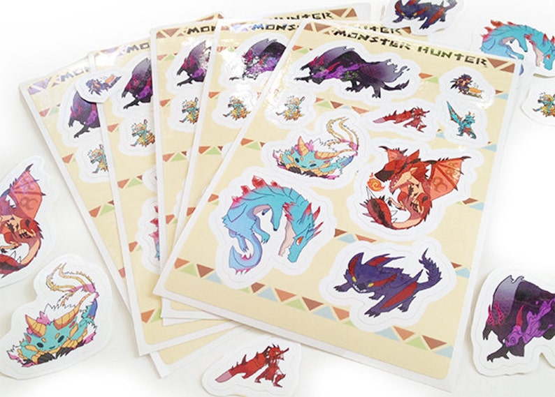 Monster Hunter Sticker Sheet 2 Designs - Etsy