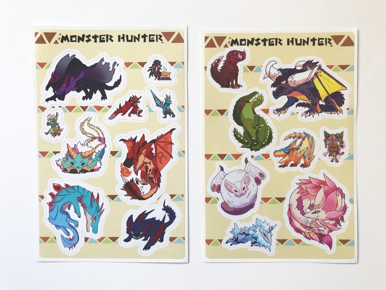 Monster Hunter Sticker Sheet 2 Designs - Etsy