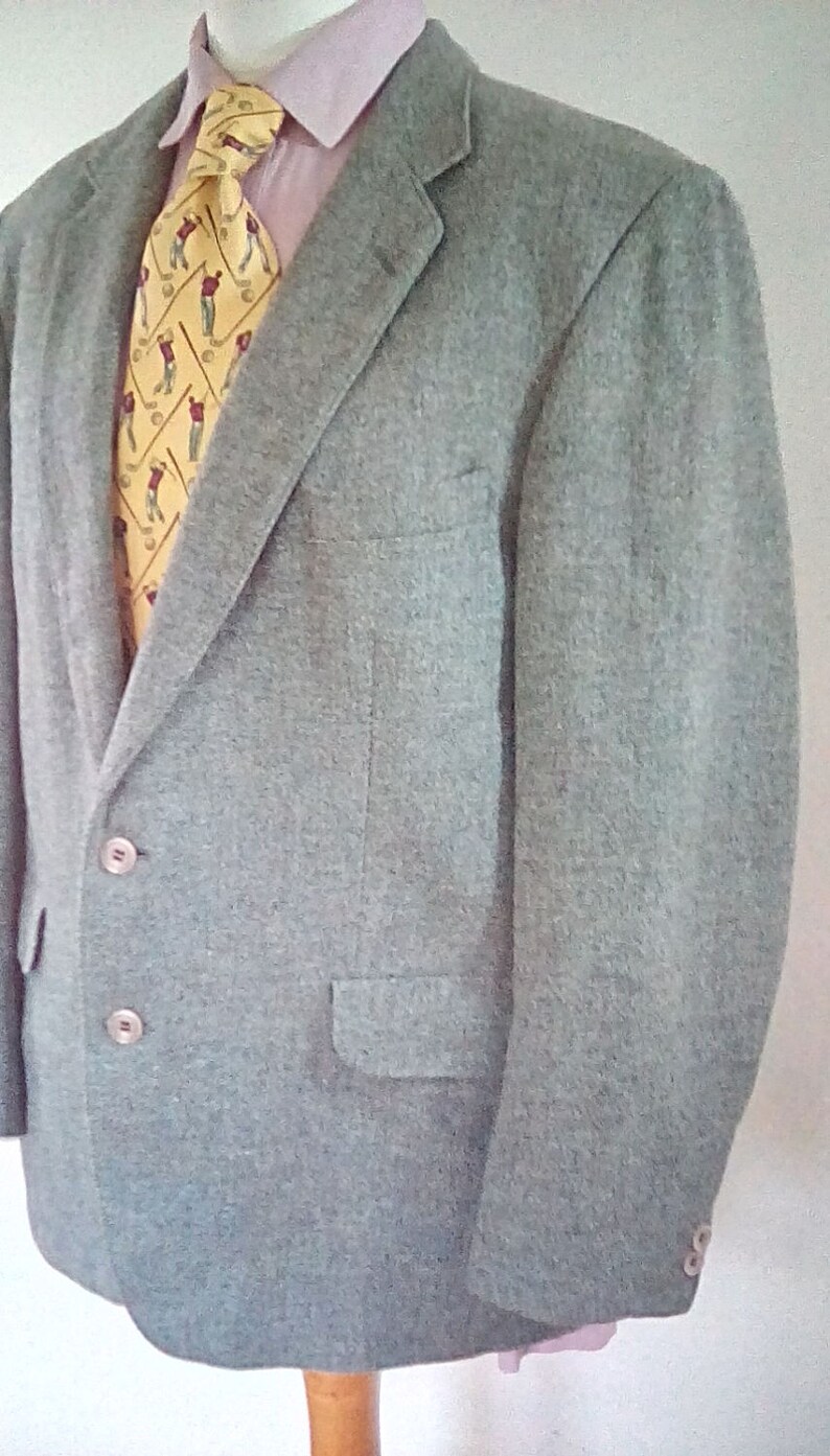 Vintage Mens Jacket Blue Cashmere and Donegal Tweed Wool Jacket Blazer ...