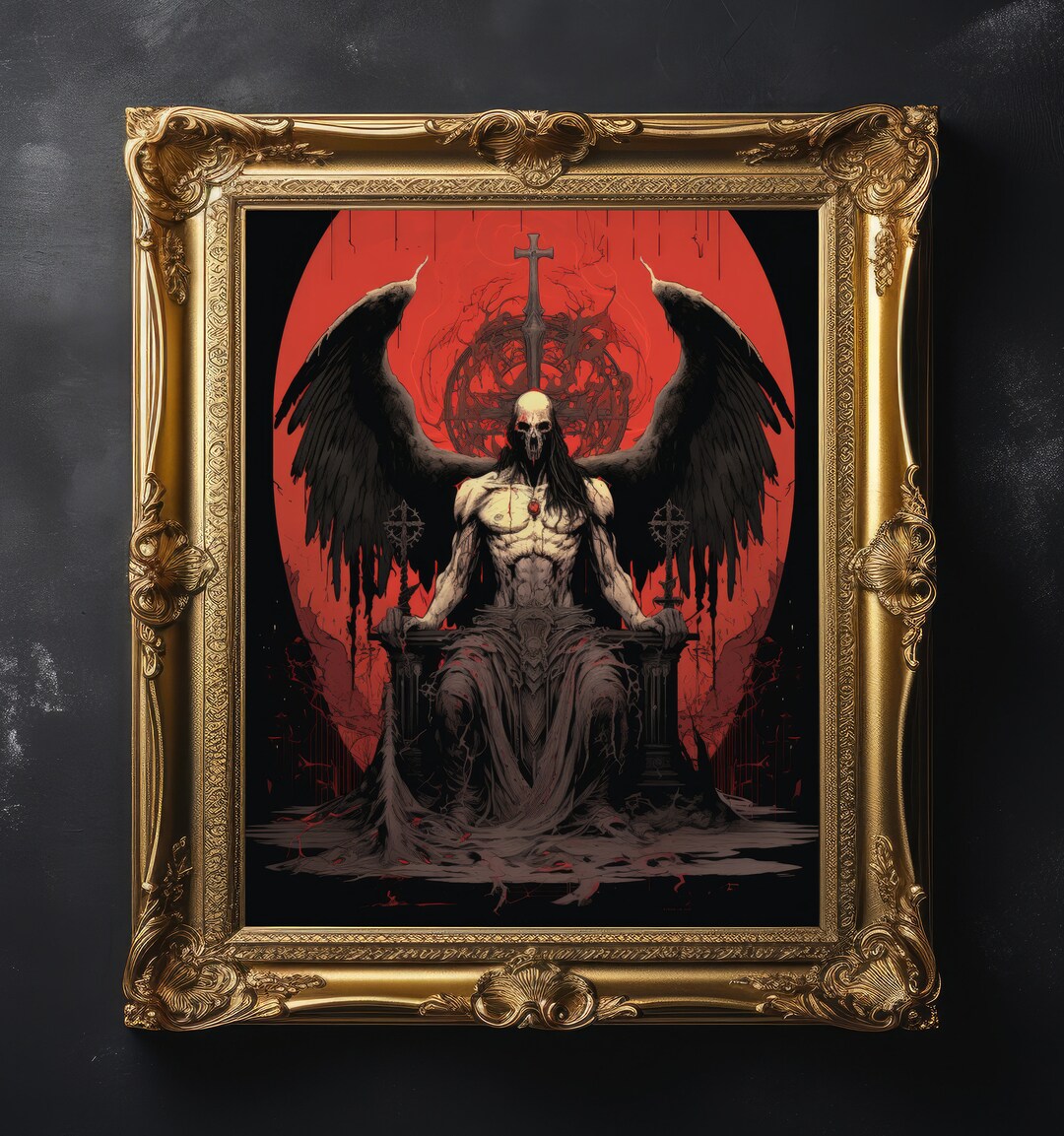 Dark Winged Demon Wall Art Print - Etsy