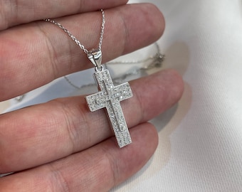 Micro Cross Pendant Necklace - Etsy