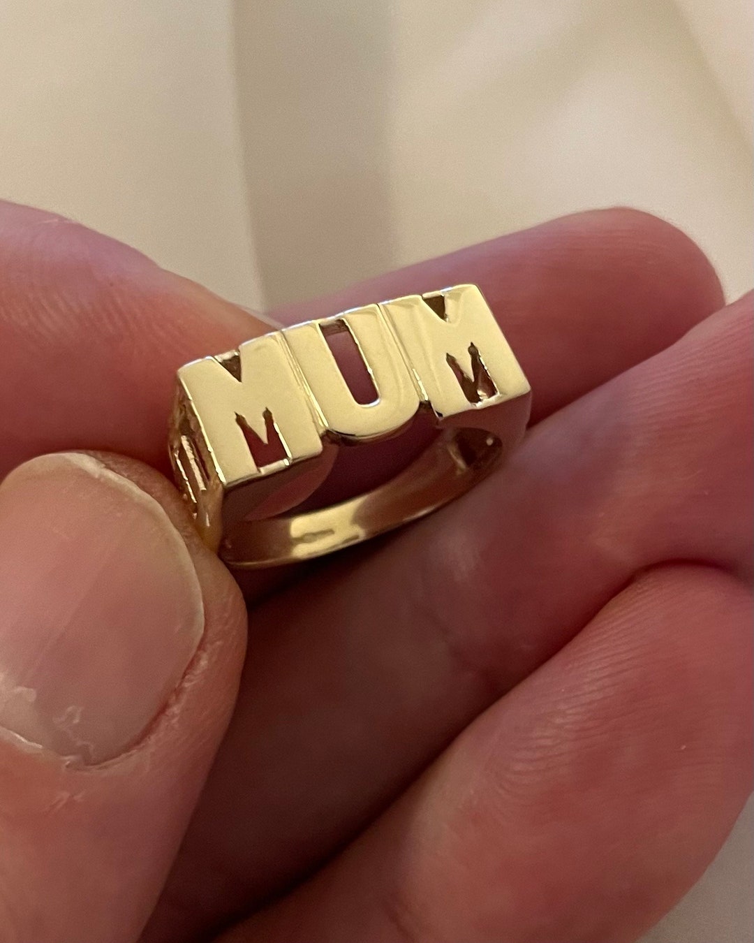 9ct Yellow Gold MUM Ring - Ladies' Gift - Etsy UK