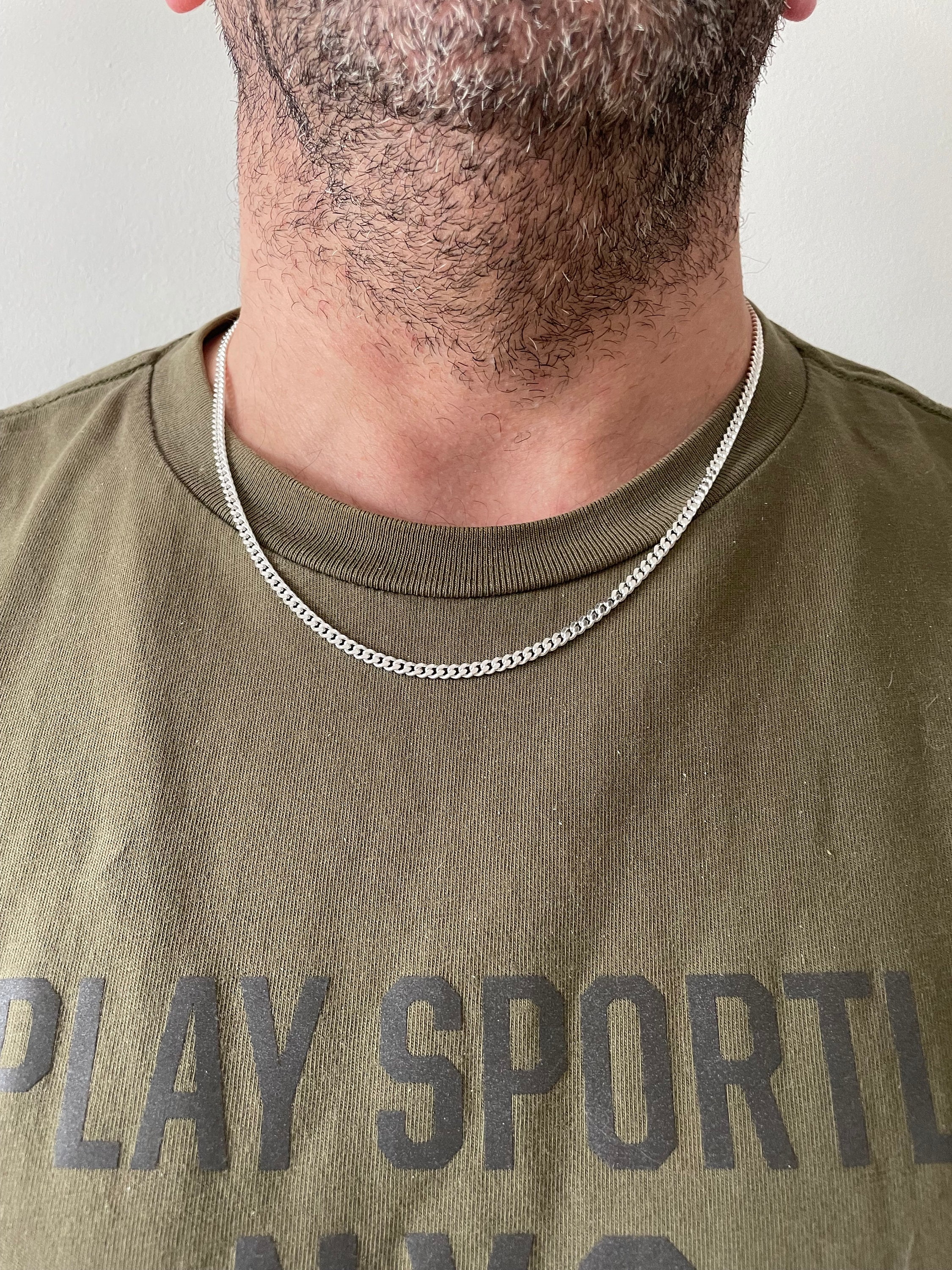 Sterling Silver Curb Chain - Unisex 3mm Silver Necklace - Etsy UK
