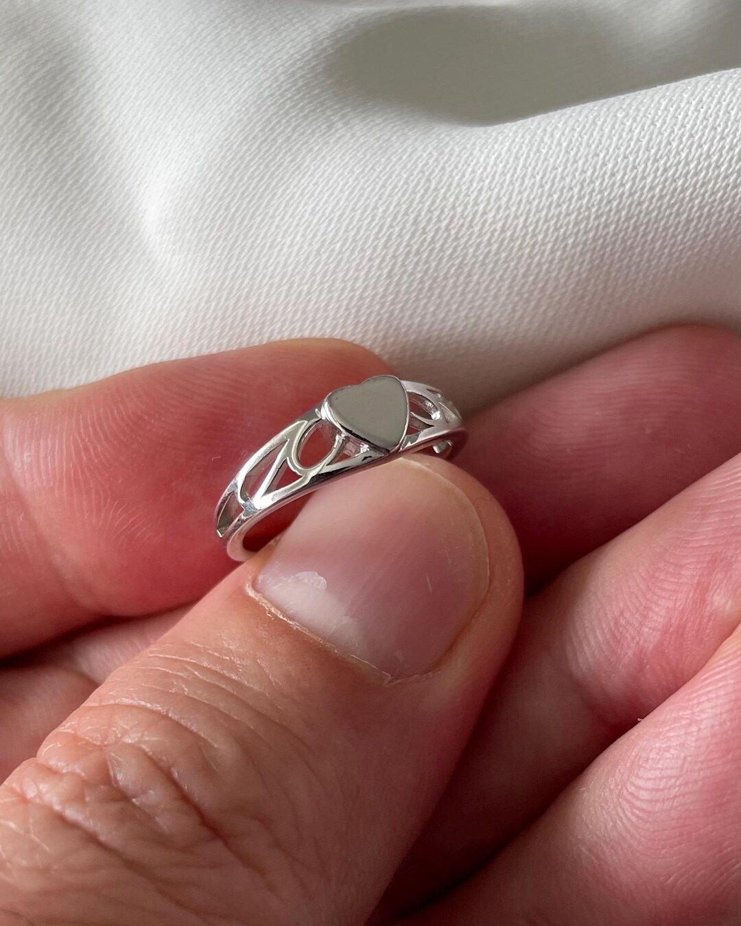 925 Sterling Silver Baby, Children, Girls, Babies' Heart Signet Rings ...
