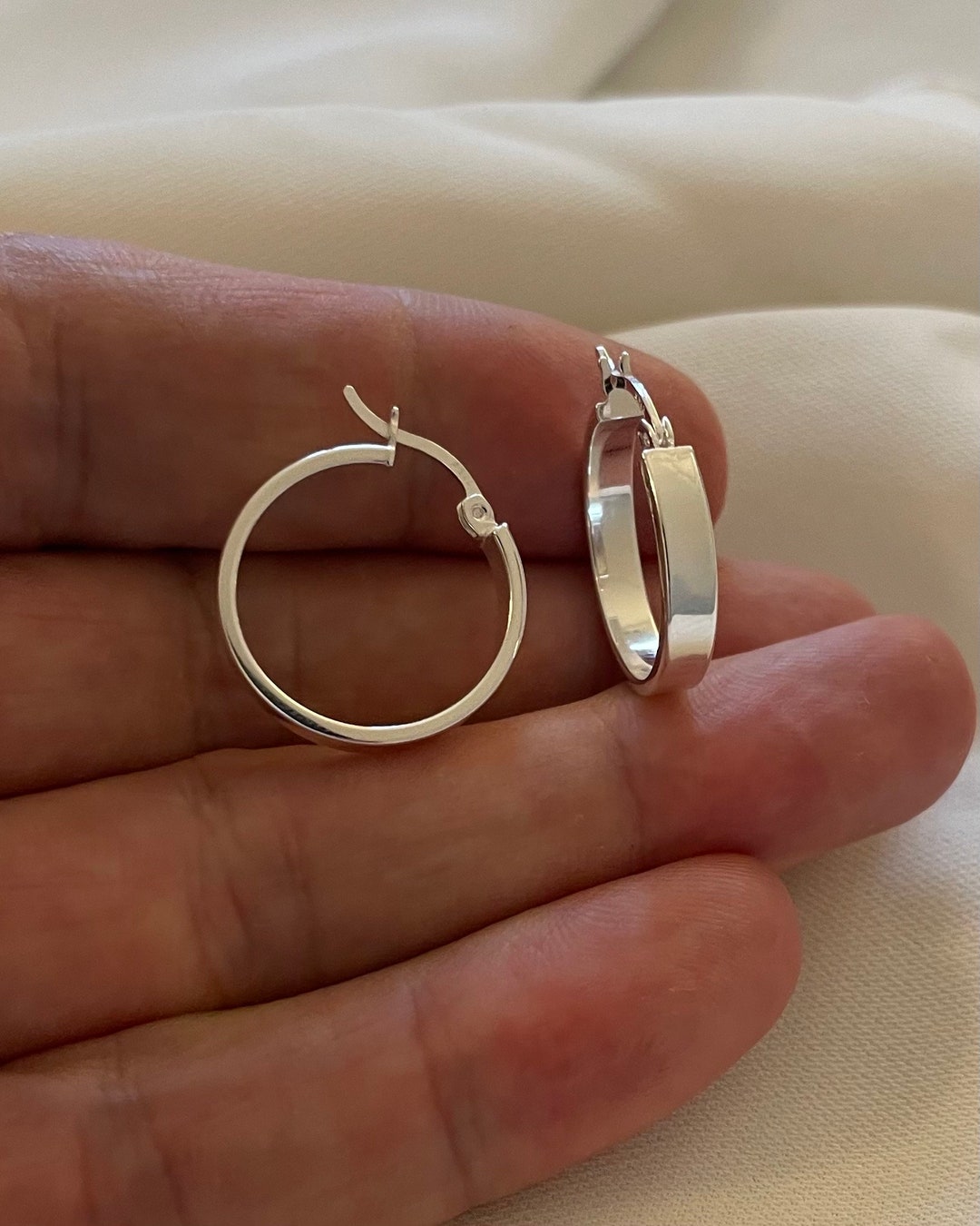 Sterling Silver Hoop Earrings: 20mm Plain Silver Hoops - Etsy