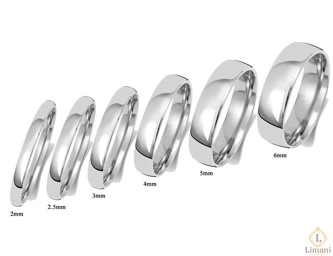 Platinum Slight Court Wedding Band Mediumweight 2mm-6mm Width, Depth 1 ...