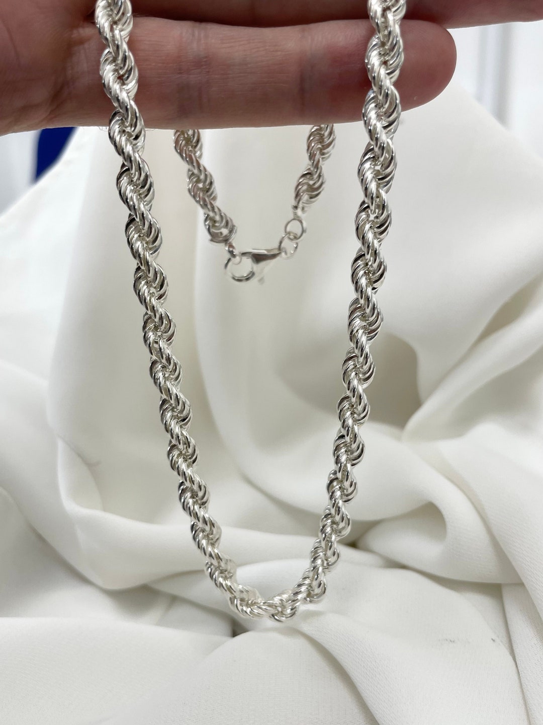 Sterling Silver Rope Chain - Men’s Rope Chain Sterling Silver 925 ...