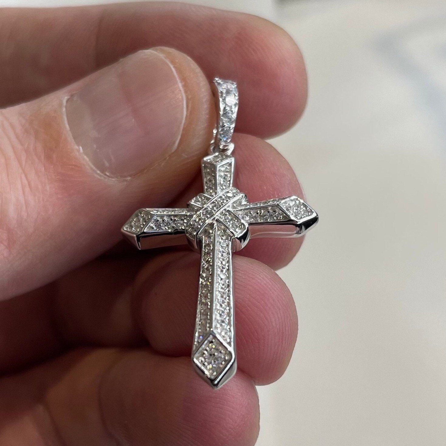 Sterling Silver CZ Cross Pendant Cross Pendant CZ Set Cross - Etsy
