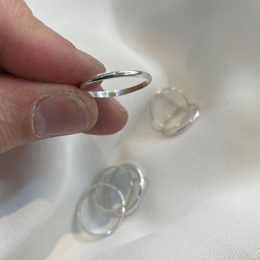 Sterling Silver Wedding Band: Unisex D Shape Ring, 2mm - Etsy UK