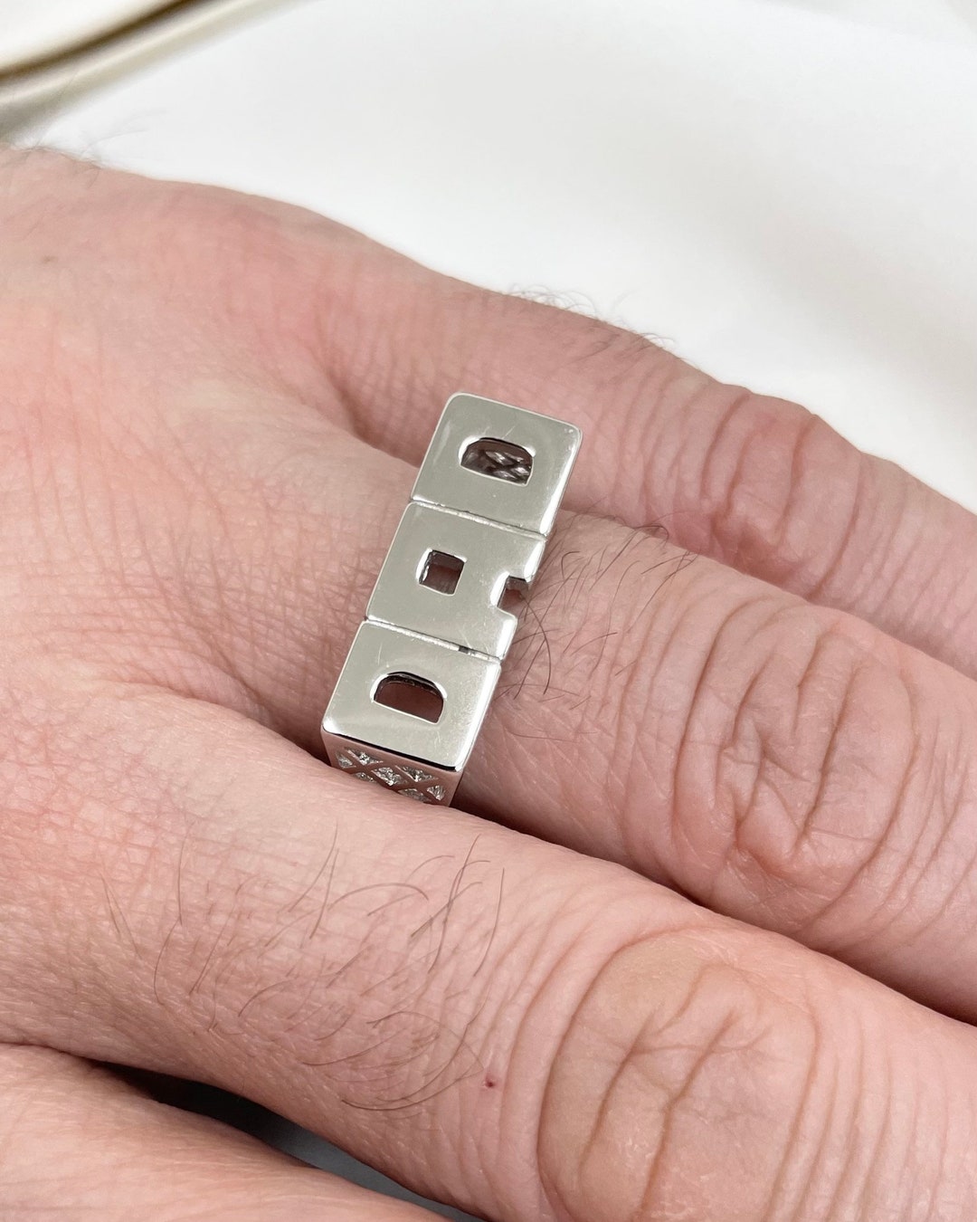 Sterling Silver Men's Dad Ring - Gents Silver DAD Ring Q-Z Sizes 5.9 ...