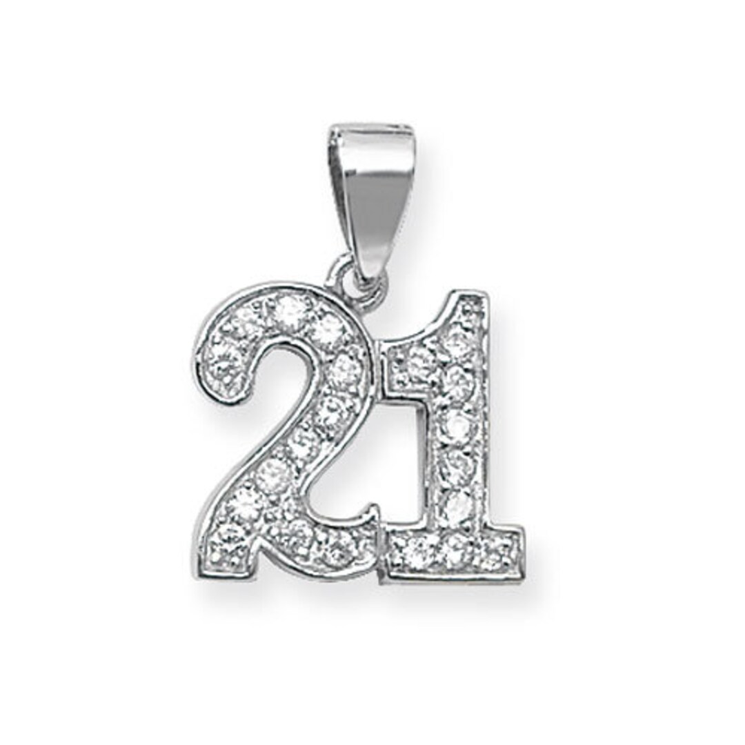 Sterling Silver 21st Birthday CZ Pendant With Silver Faceted - Etsy