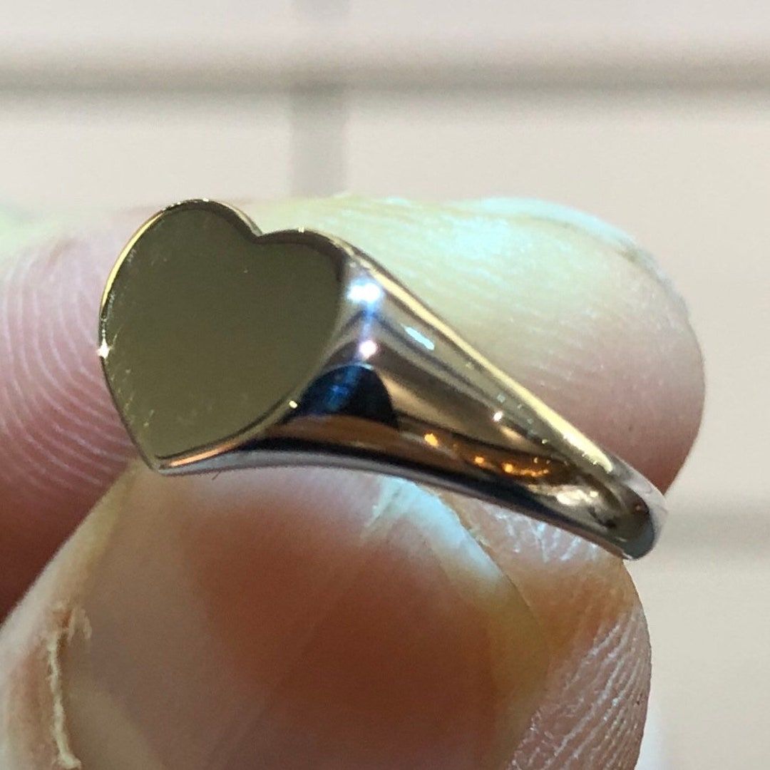 925 Sterling Silver Baby, Children, Girls, Kids Plain Heart Signet ...