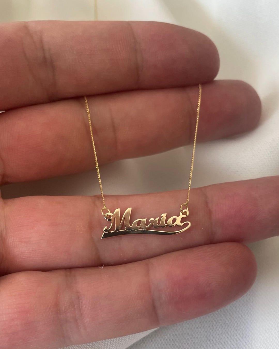 Genuine 9CT Gold Personalised Underlines Name Necklace on 18" Split ...