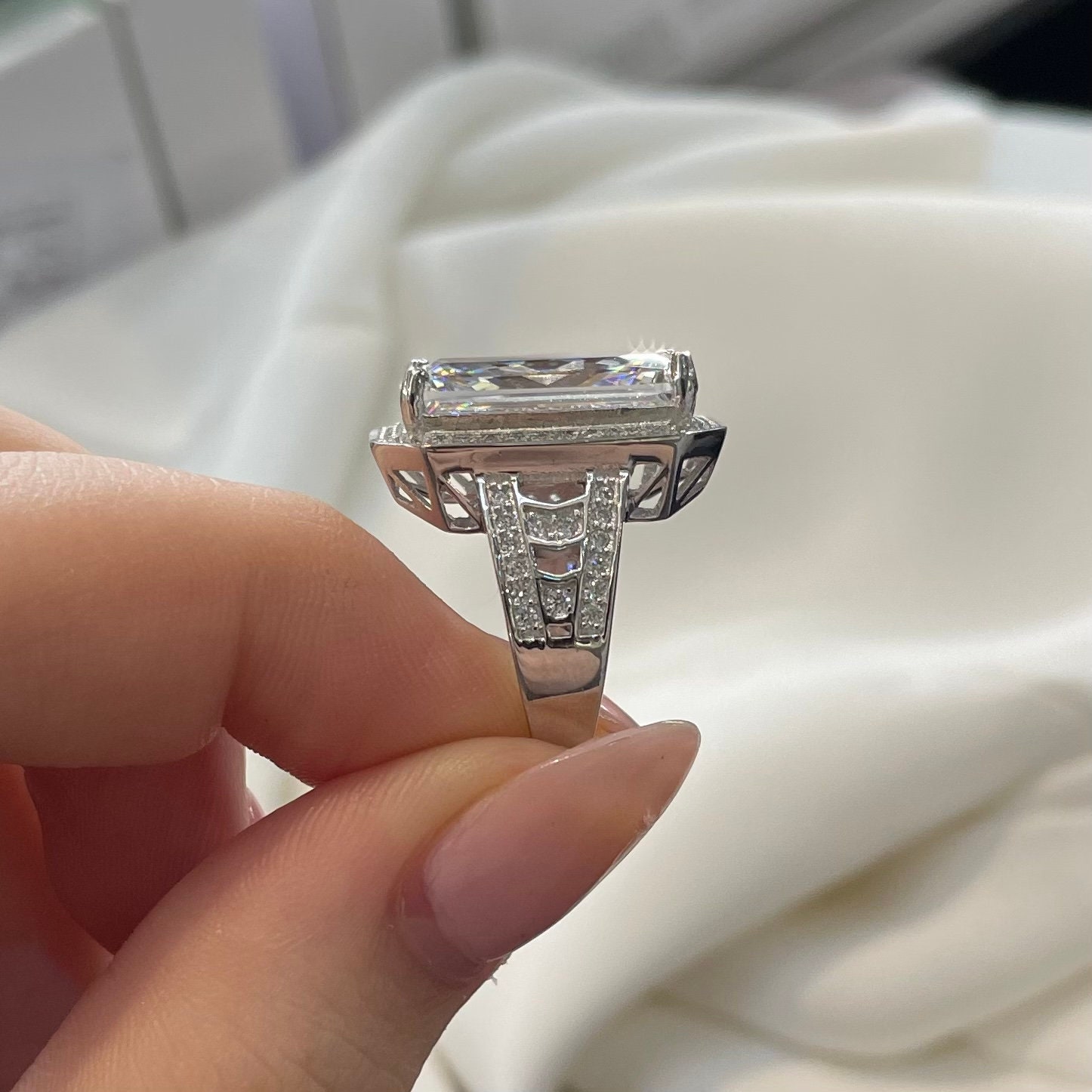 8.5 Carat Rectangle Princess Cut Created Diamond Ring 925 - Etsy