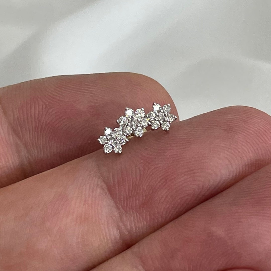 Genuine 9ct Yellow Gold 0.23 Carat Diamond Cartilage Flower Trio Stud 0 ...