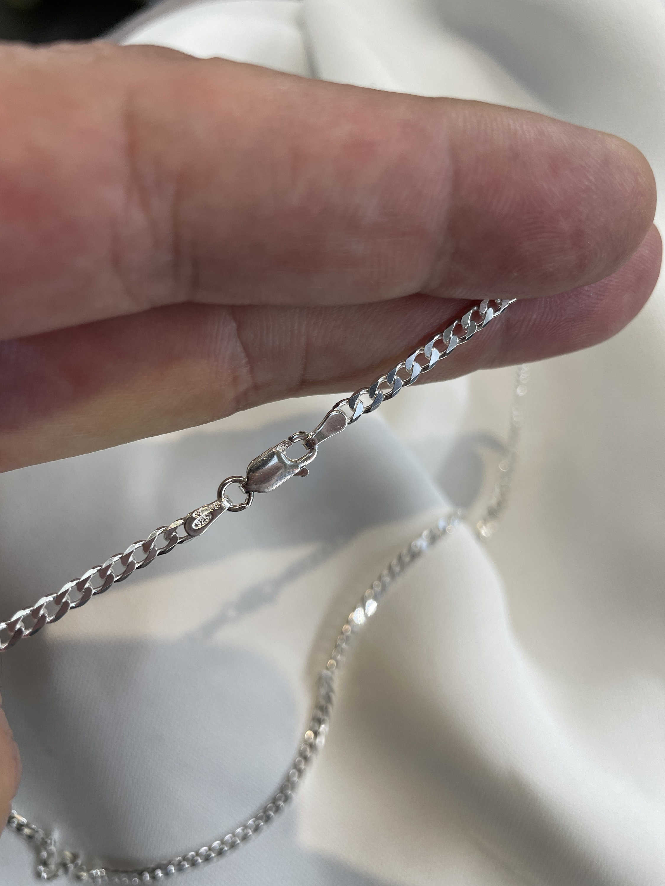 Sterling Silver Curb Chain: 3mm, 925 Hallmark, Men's Anklet or Necklace ...