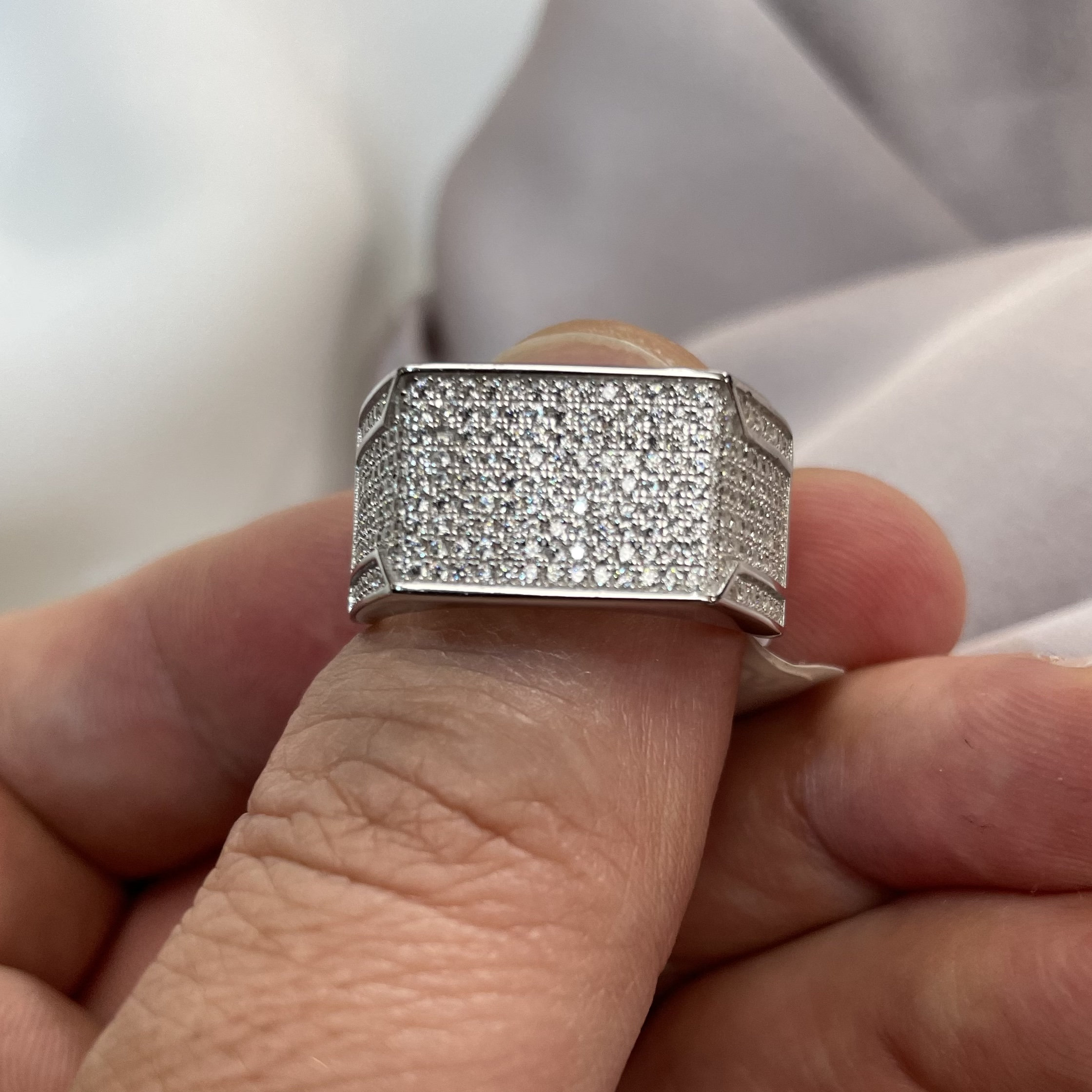 Mens Iced Out Pinky Ring Mens Ring Sterling Silver 925 Signat | Etsy UK