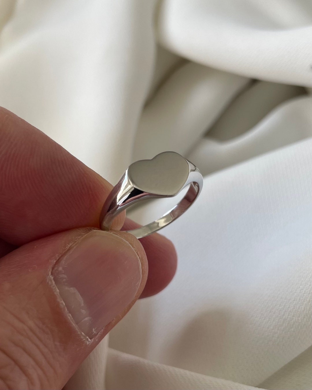 925 Sterling Silver Baby, Children, Girls, Kids Plain Heart Signet ...