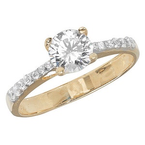 Genuine 9CT Yellow Gold Ladies Ring Stunning Gold Ladies Set CZ Ring M ...