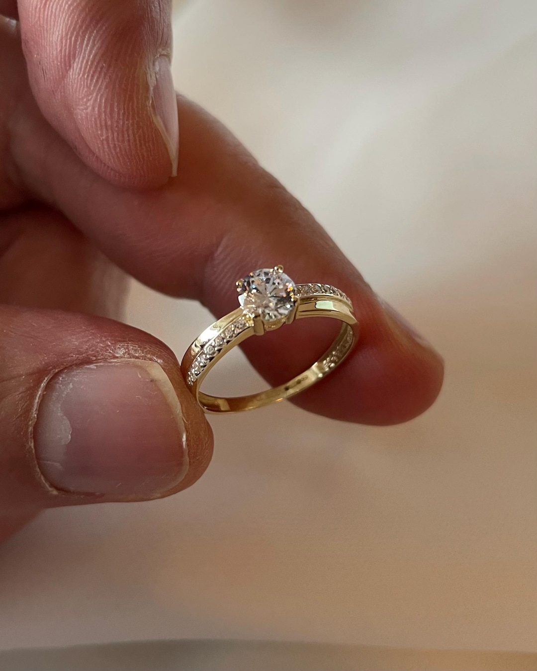 Genuine 9CT Yellow Gold Ladies Ring - Cubic Zirconia Ladies Gold CZ ...