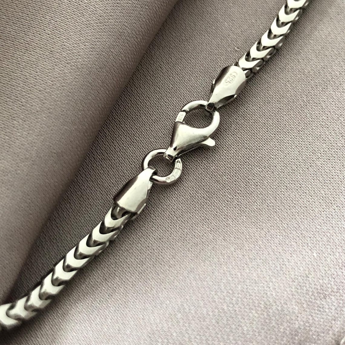 Silver Franco Chain Mens Chain Sterling Silver 925 Hallmark | Etsy