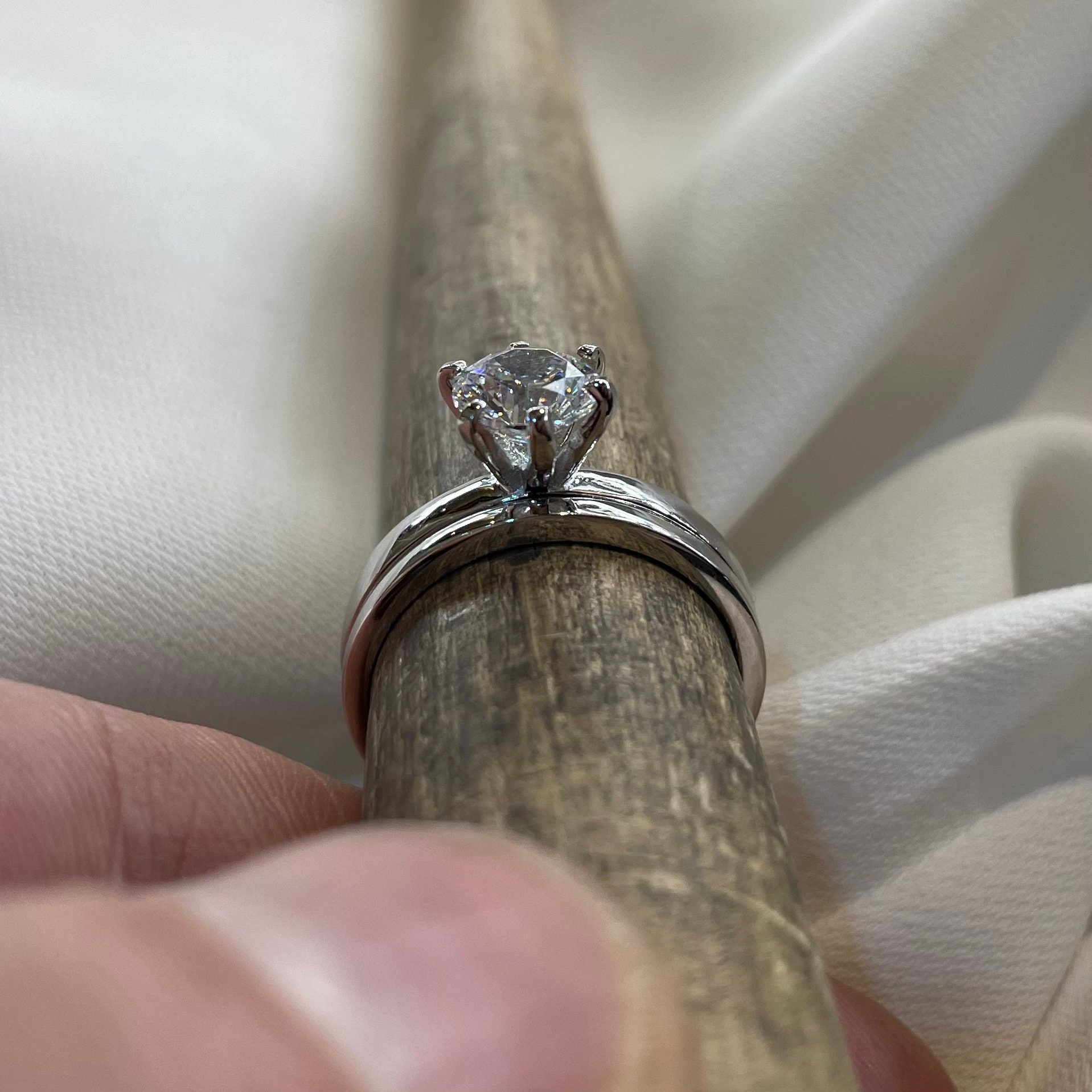 Engagement Sterling 925 Silver Ring Set Created Diamond Ring - Etsy UK