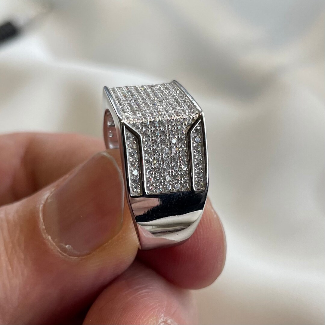 Mens Iced Out Pinky Ring Mens Ring Sterling Silver 925 Signat - Etsy