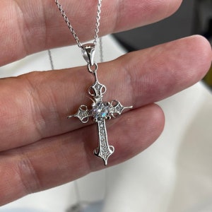 Created Diamond Cross Pendant Necklace: Sterling Silver, 18" Chain - Etsy