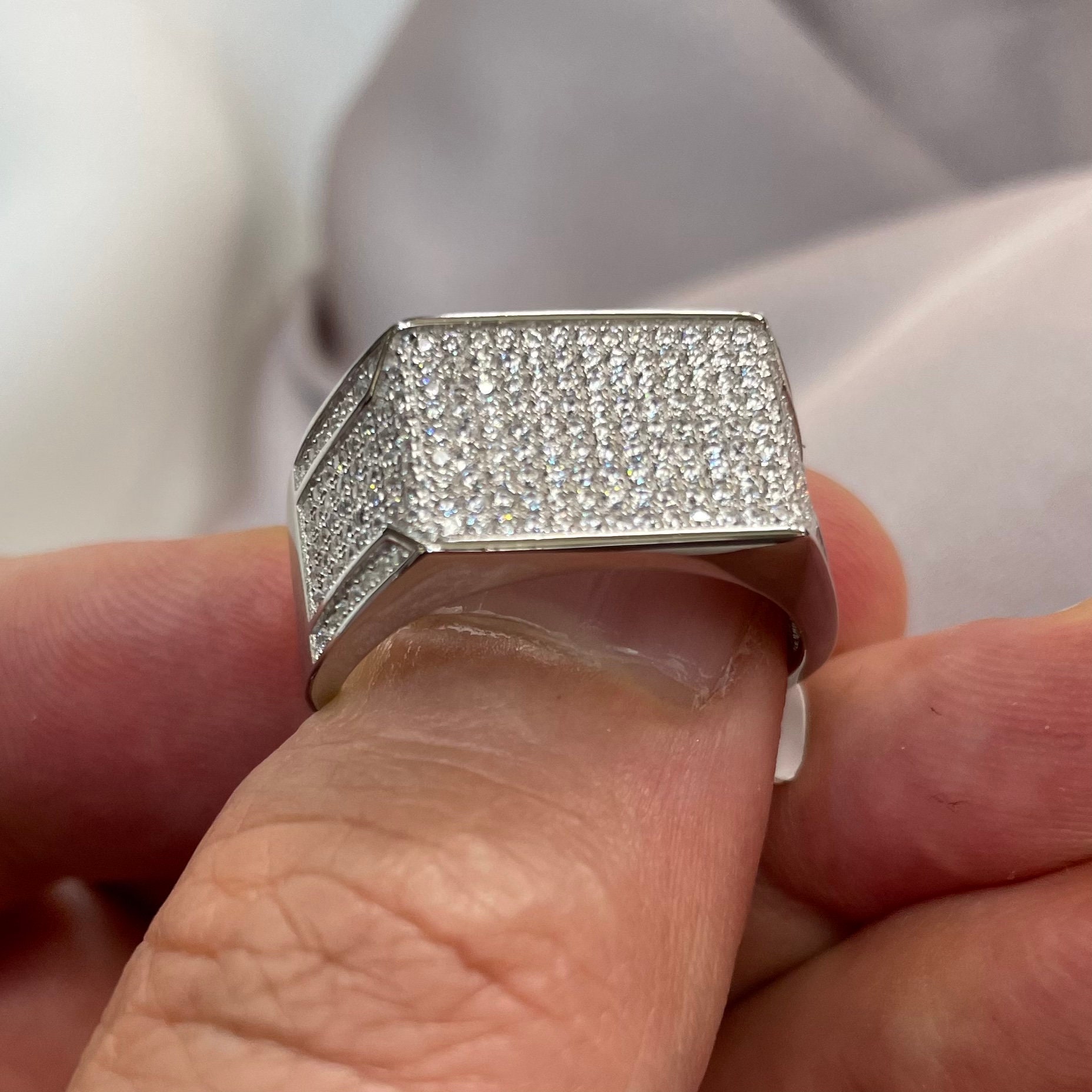 Mens Iced Out Pinky Ring Mens Ring Sterling Silver 925 Signat | Etsy UK