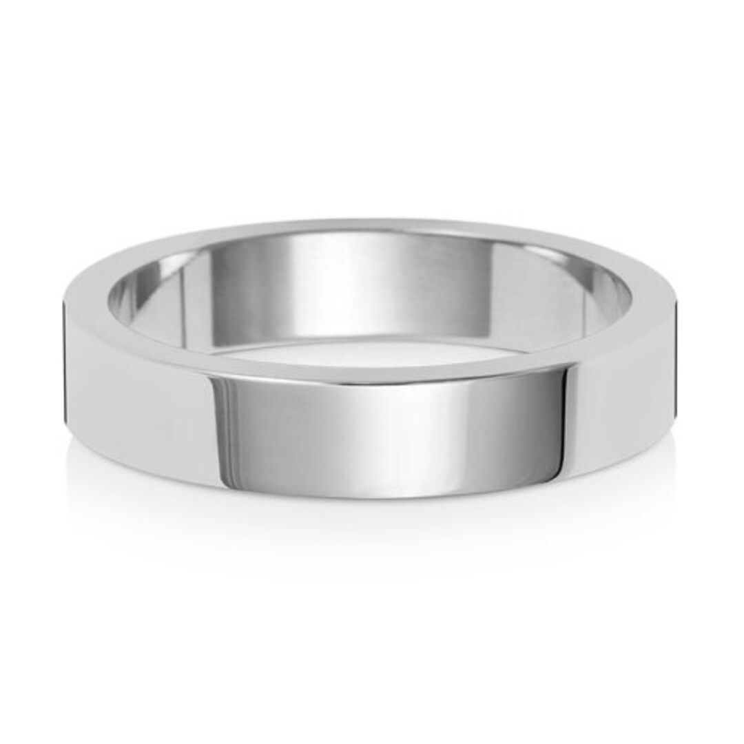 Genuine 18CT White Gold Wedding Ring 18k Flat Flat 4 Mm - Etsy