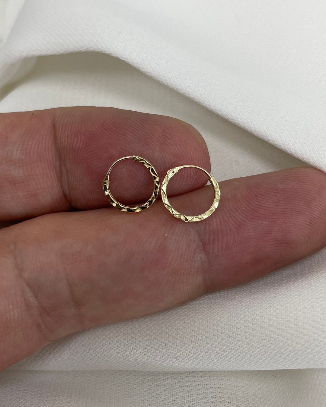 9CT Yellow Gold Sleeper Earrings: 9mm Hinged Hoops - Etsy UK