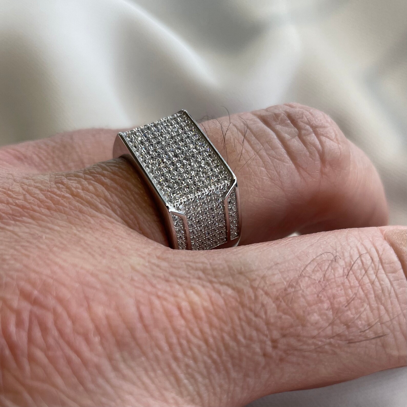 Mens Iced Out Pinky Ring Mens Ring Sterling Silver 925 Signat | Etsy